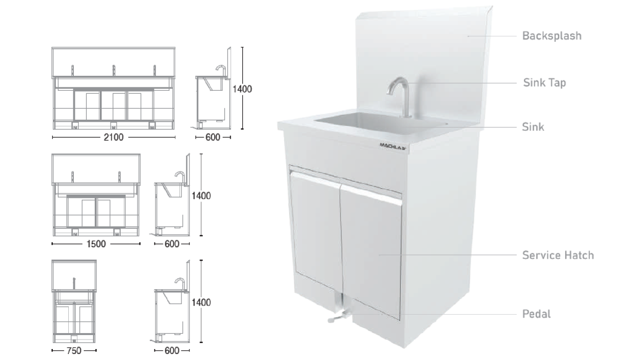 Foot Pedal Operated Scrub Sink | Laboratory Furniture Manufacturer ...