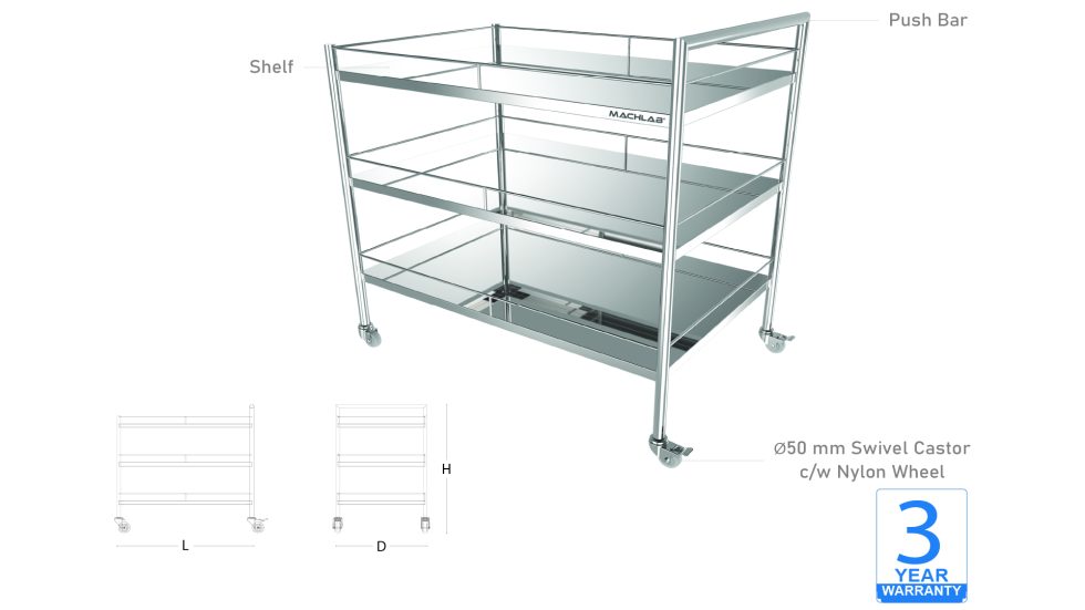 3-Tier Trolley - Laboratory Furniture Manufacturer | Industrial ESD ...